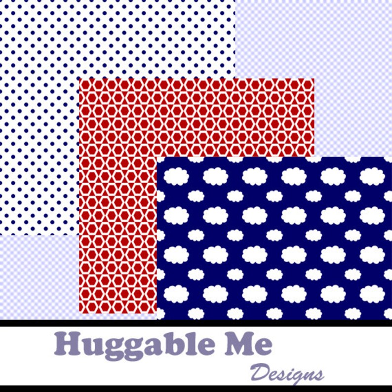 Red White & Blue Digital Papers Chevron Stripes Checkers - Etsy