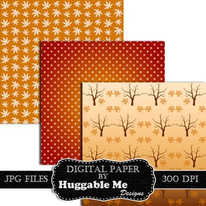 Digital Paper Pack, Autumn Leaves Paper, Digital Scrapbook Paper ...