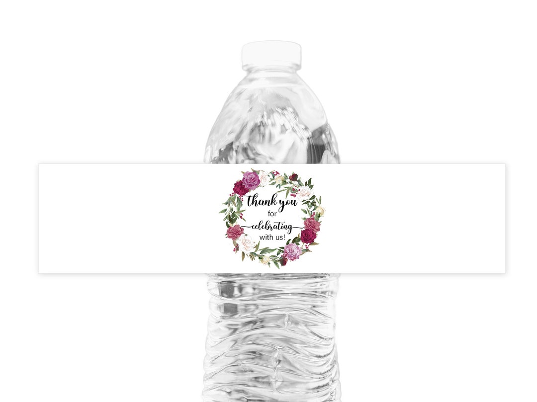 Floral Wedding Water Bottle Labels, Thank You Stickers, Set of 20 - Etsy