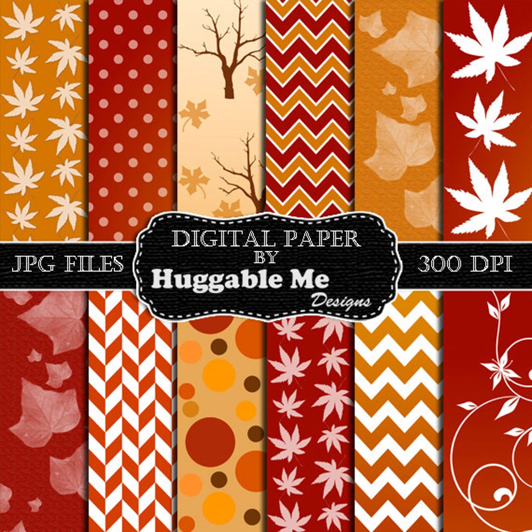 Digital Paper Pack, Autumn Leaves Paper, Digital Scrapbook Paper ...