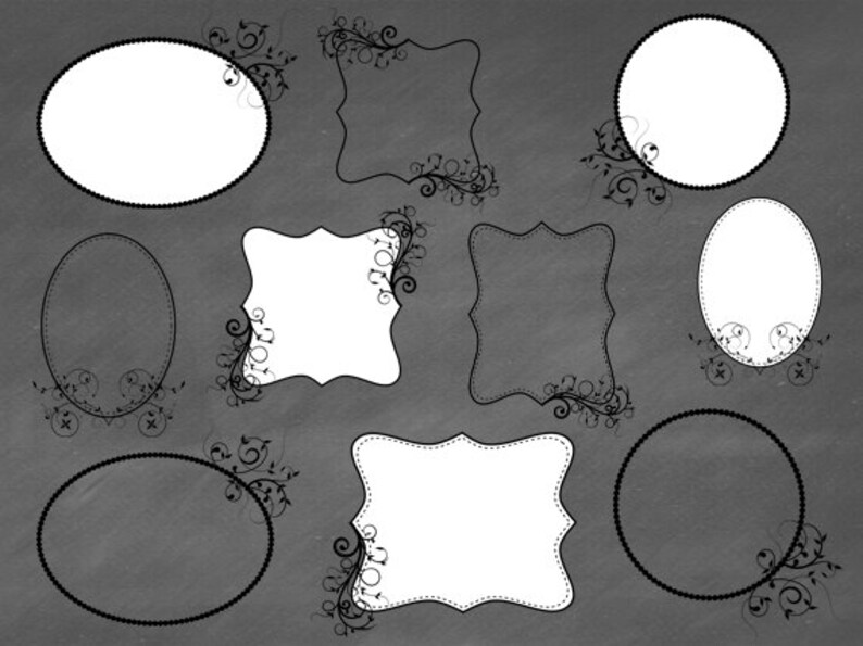 Digital Frame and Digital Border Set of 10 Instant Download Flourish ...