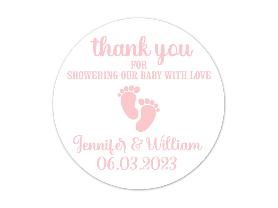 Personalized Baby Shower Favor Stickers, Thank You Round Labels - Etsy