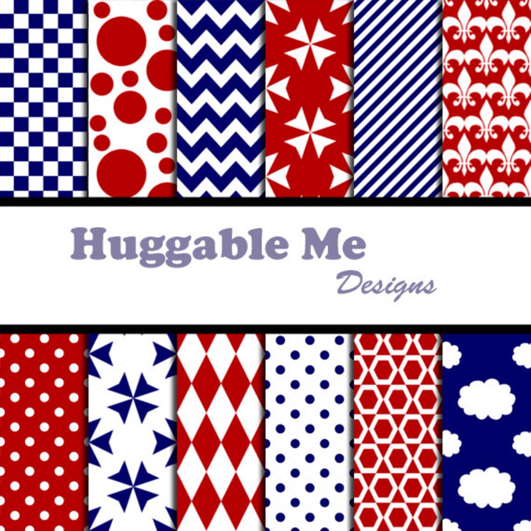 Red White & Blue Digital Papers Chevron Stripes Checkers Patriot ...