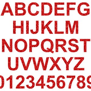 Red Glitter Alphabet Clip Art - Digital Glitter Letter and Number ...