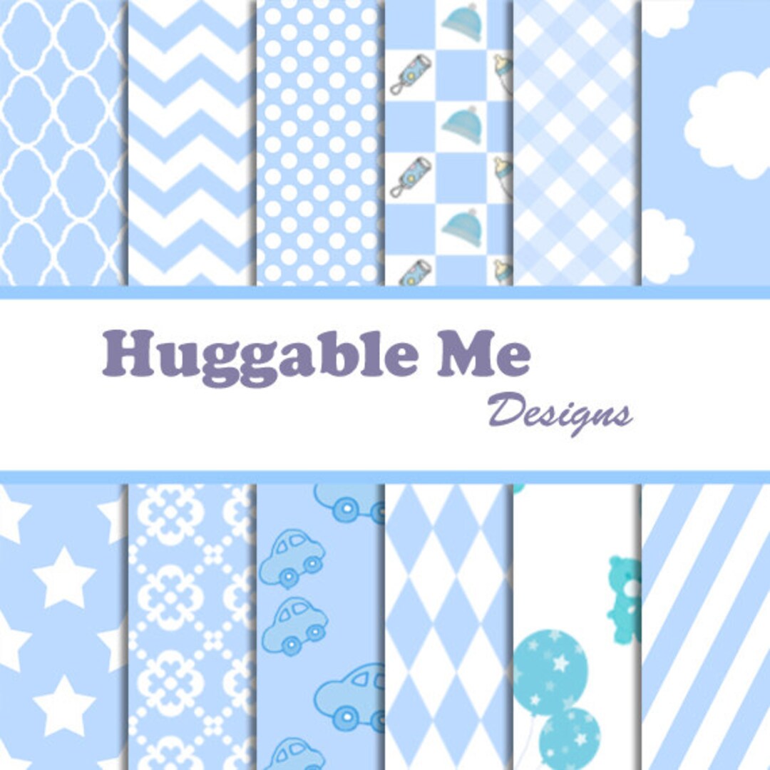 Baby Boy Scrapbook Paper Digital Blue Patterns for Baby Boy Scrapbook ...