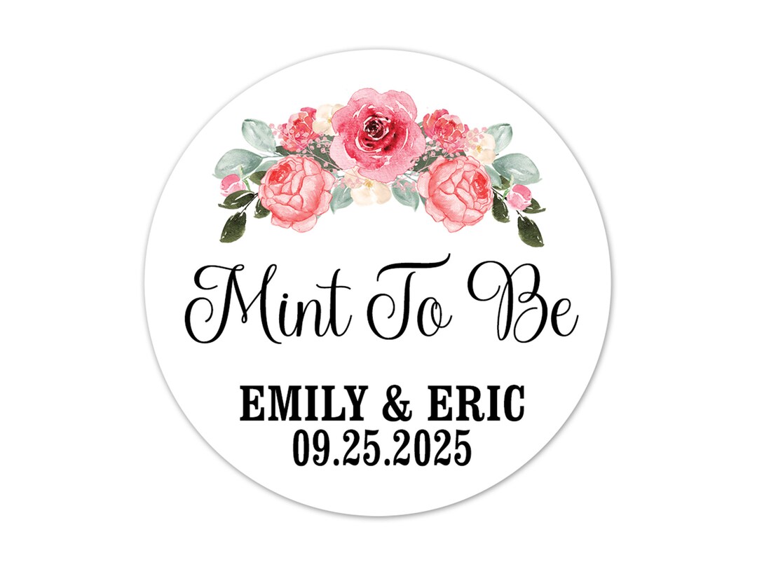 Personalized Wedding Favor Stickers: Pink Floral Mint to Be Labels - Etsy