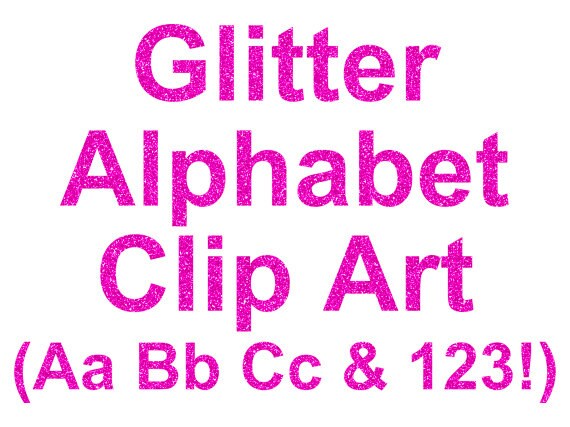 Fuchsia Glitter Alphabet Clip Art - Digital Glitter Letter and Number ...