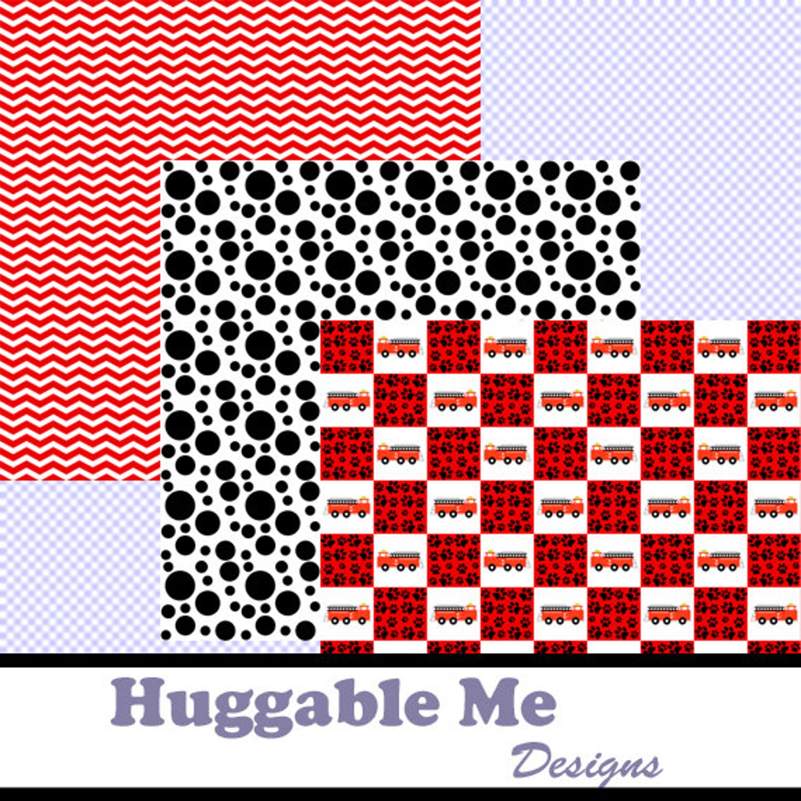 Fire Truck Digital Papers Instant Download Fireman Scrapbook Paper for ...