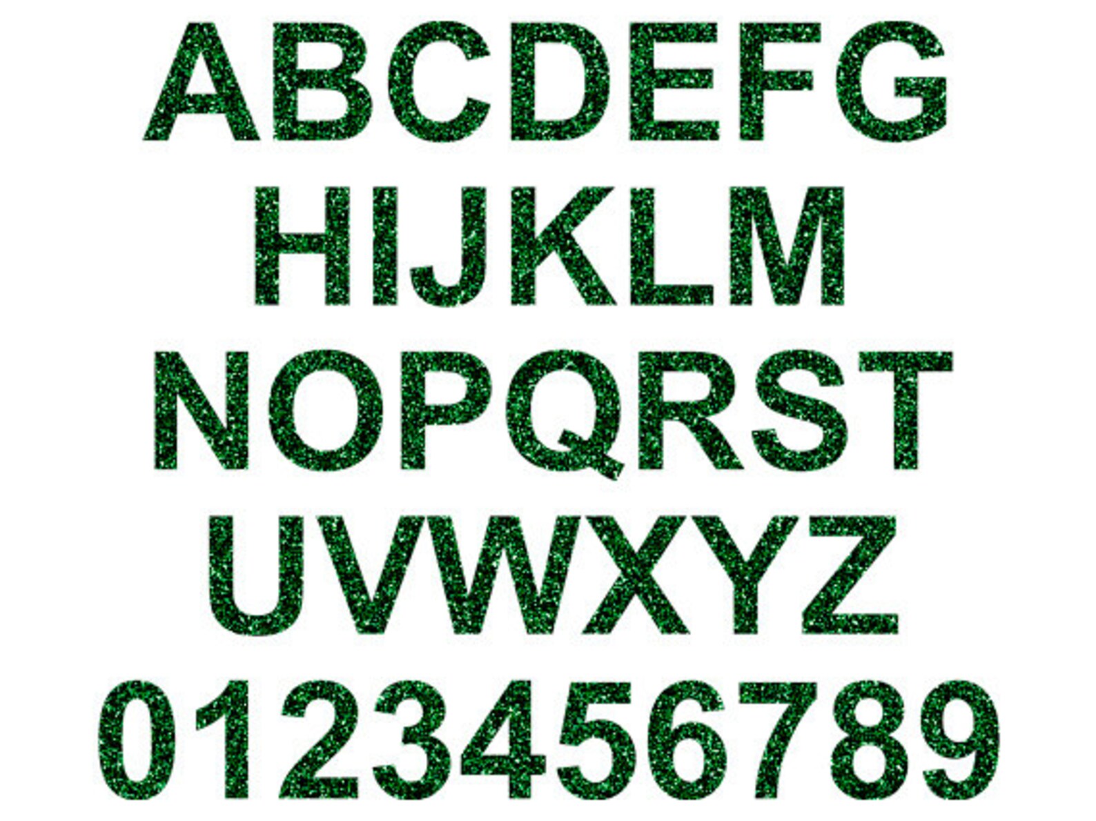 Green Glitter Alphabet Clipart - Sparkle Letters and Numbers (digital ...
