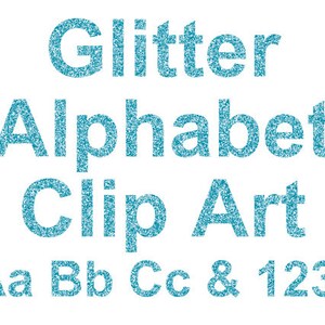 Blue Alphabet Clipart, Light Blue Glitter Letters, Numbers Clipart ...