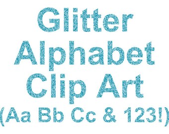 Blue and Silver Glitter Clipart Letters PNG Digital Download - Etsy