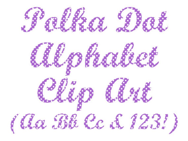 Lavender Alphabet Clipart, Polka Dot Letters and Numbers Clip Art ...