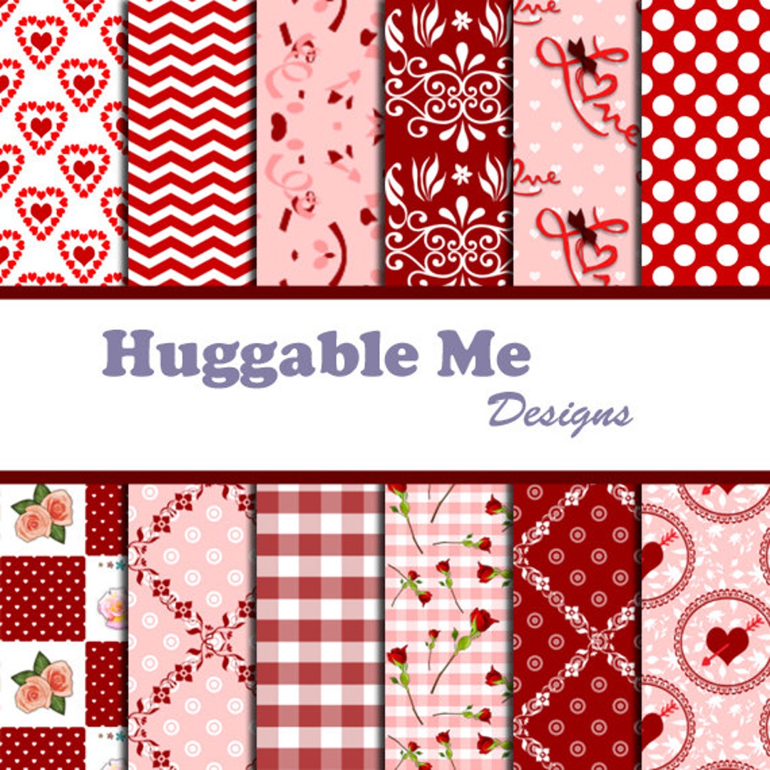 Valentine Scrapbook Paper, Digital Paper Pack, Printable Valentine ...