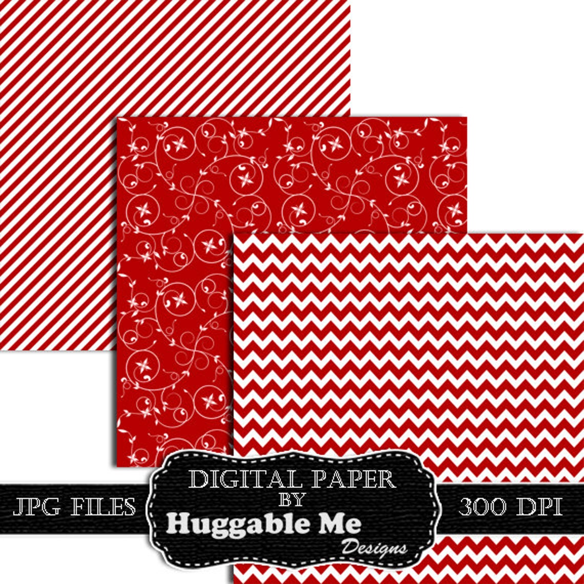 Red Scrapbook Paper Instant Download Dark Red Pattern Paper - Etsy