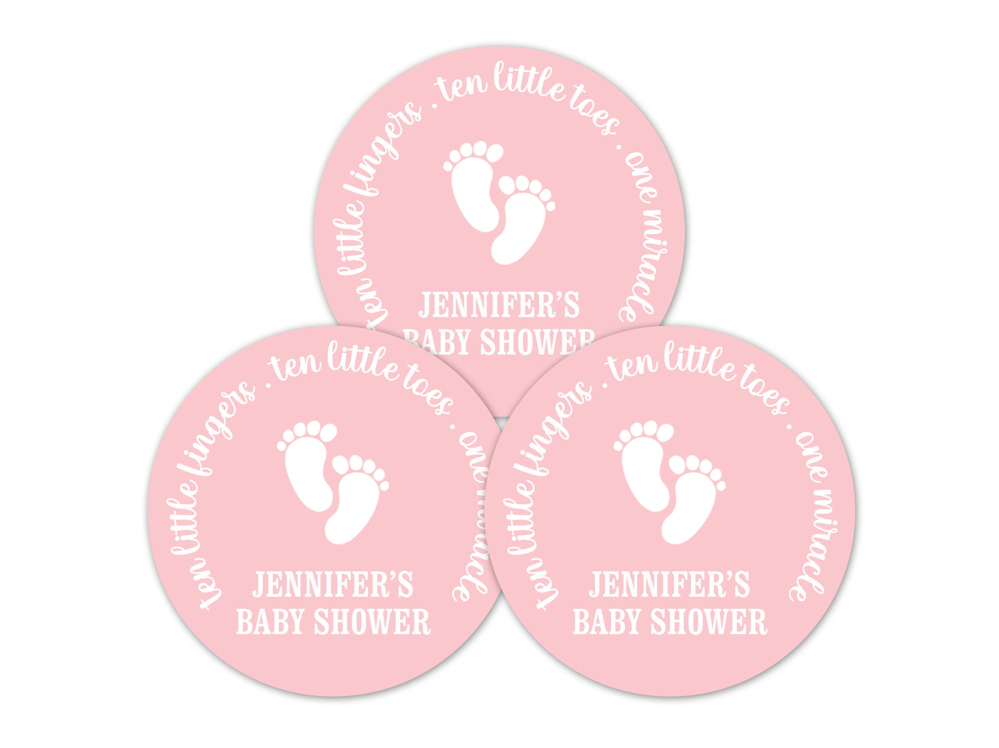Personalized Pink Baby Shower Favor Stickers, Ten Little Fingers Ten ...