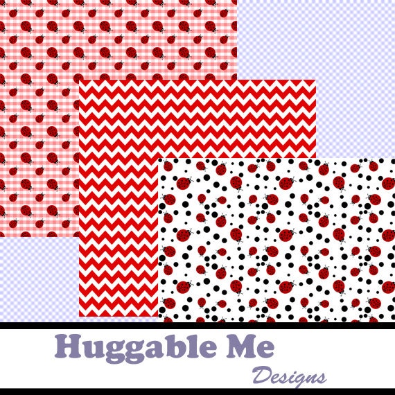 Ladybug Digital Paper Red & Black Chevron Gingham Ladybug - Etsy
