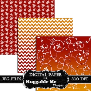 Digital Paper Pack, Autumn Leaves Paper, Digital Scrapbook Paper ...