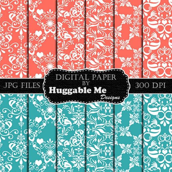 Coral Damask - Etsy