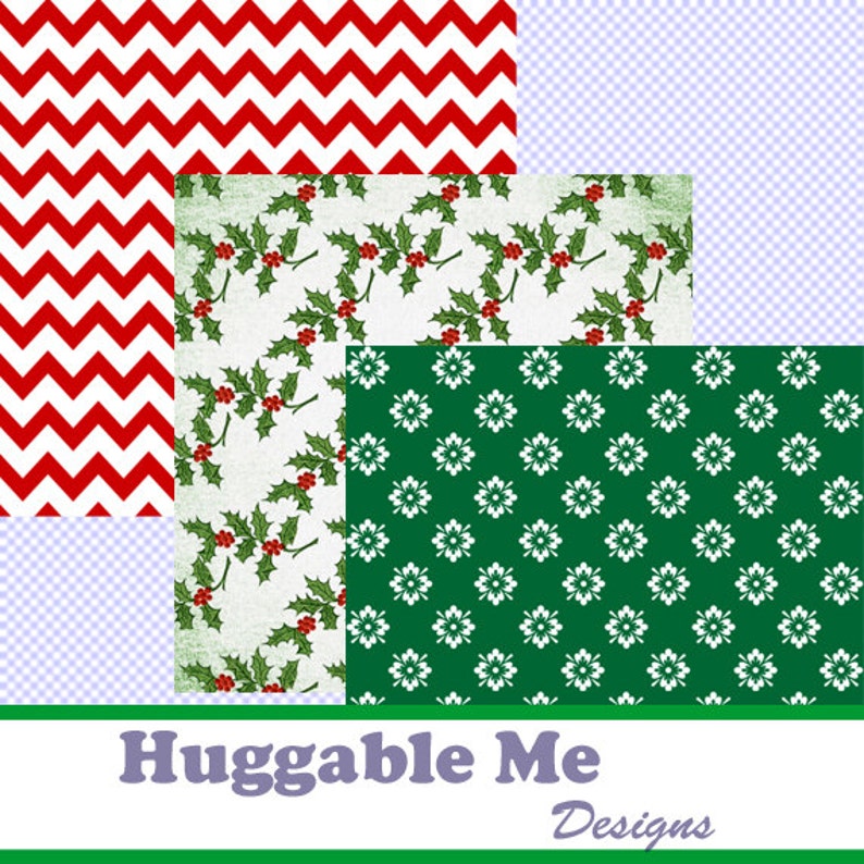 Christmas Scrapbook Paper Holiday Digital Paper Chevron | Etsy