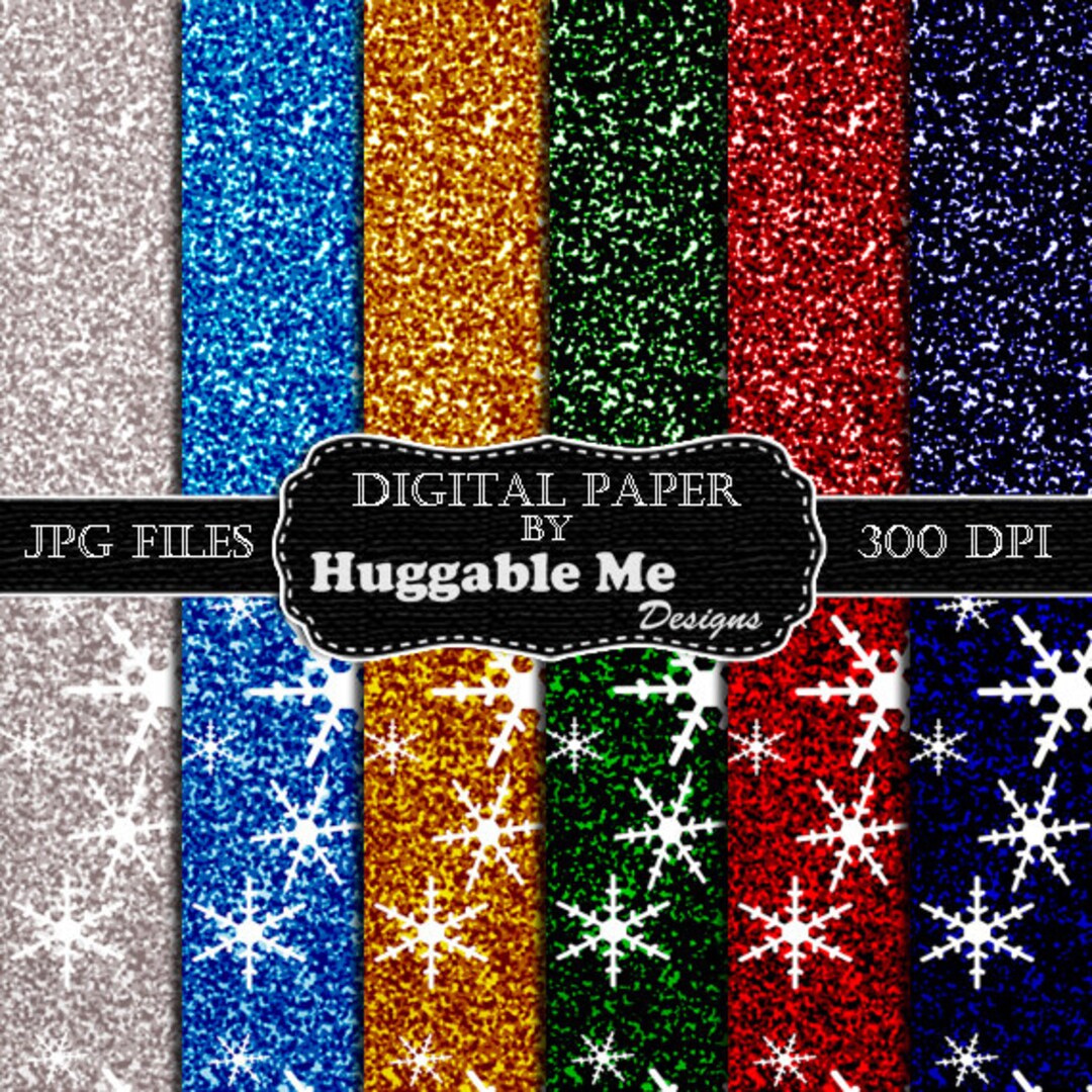 Digital Glitter Paper Pack, Christmas Glitter Paper, Silver Glitter ...
