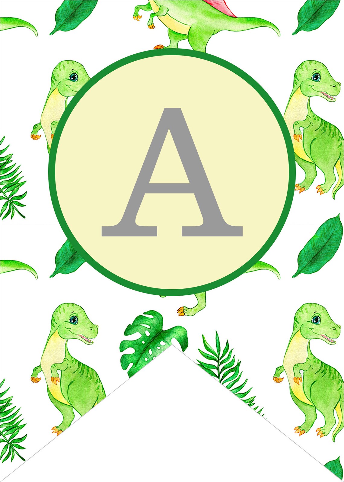 Dinosaur Printable Banner Alphabet A-Z Neutral Green Dino - Etsy