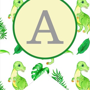 Dinosaur Printable Banner Alphabet A-Z Neutral Green Dino - Etsy