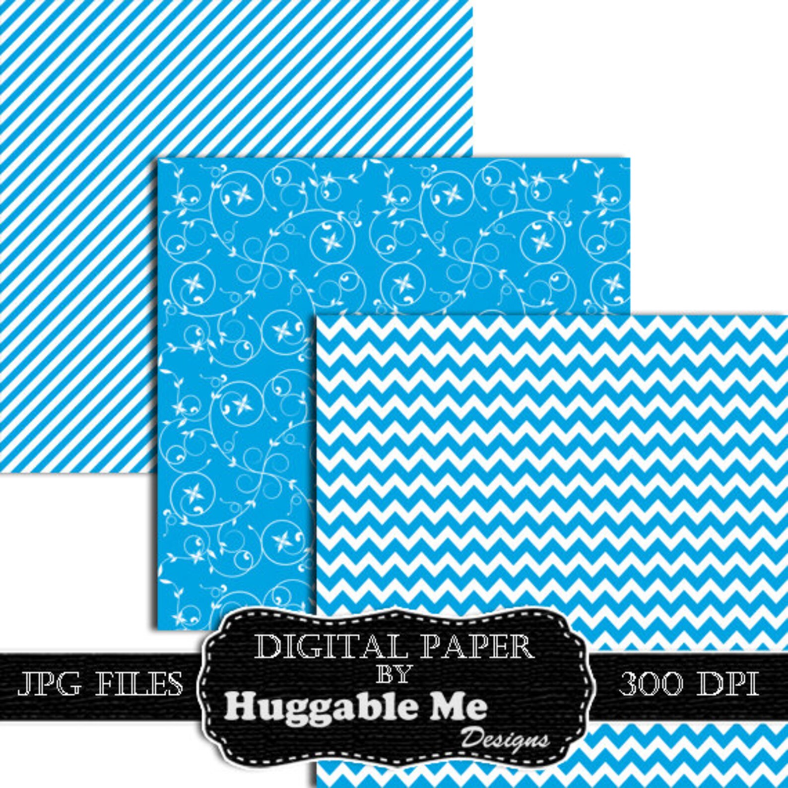 Blue Scrapbook Paper Instant Download Blue Pattern Paper for - Etsy