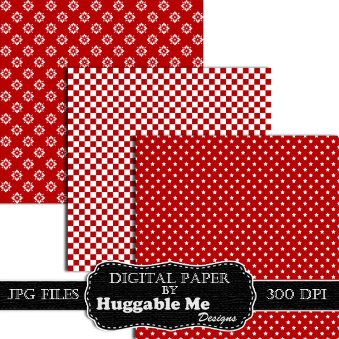 Red Scrapbook Paper Instant Download Dark Red Pattern Paper - Etsy