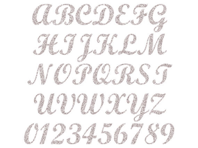 Glitter Silver Alphabet Clipart Digital Glitter Letters - Etsy