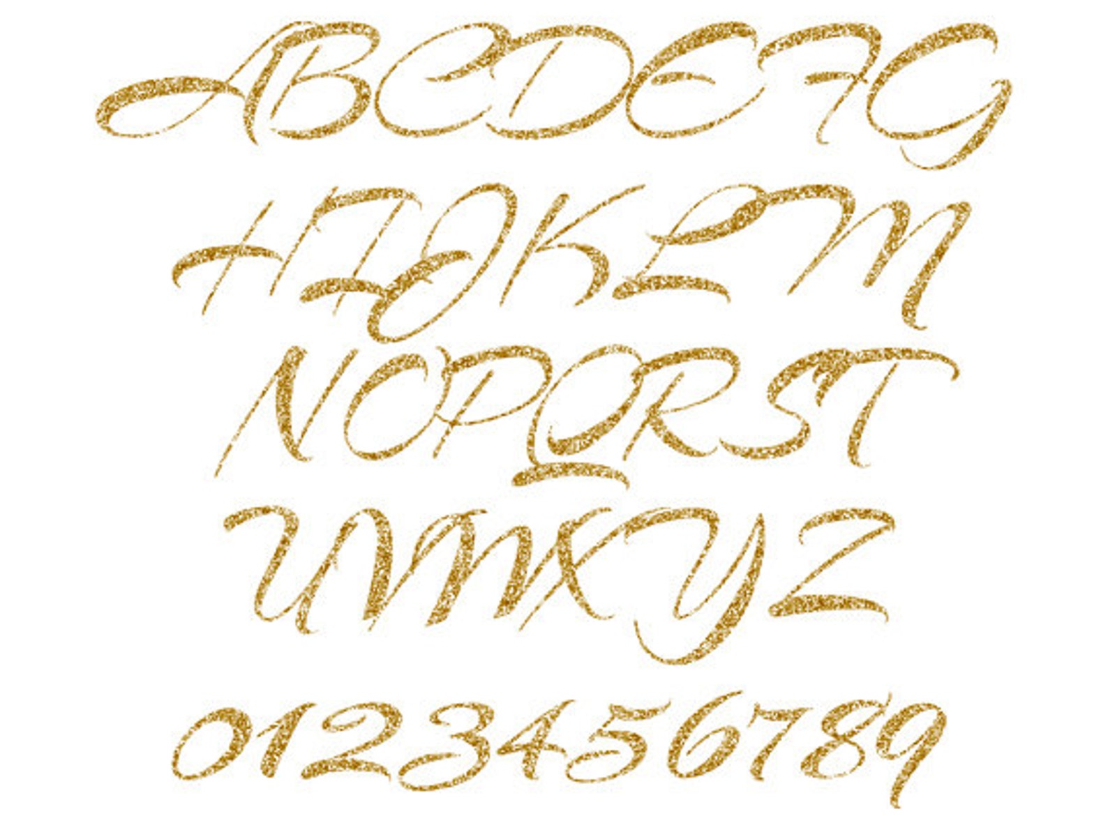 Gold Alphabet Clipart, Gold Glitter Letters, Numbers Clipart, Cursive ...