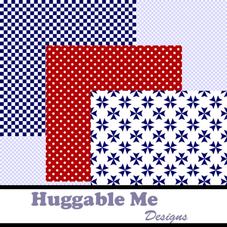 Red White & Blue Digital Papers Chevron Stripes Checkers Patriot ...