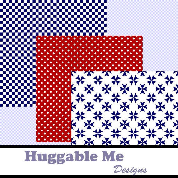 Red White & Blue Digital Papers Chevron Stripes Checkers Patriot ...