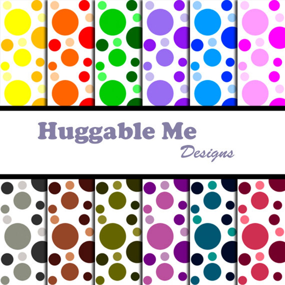Digital Polka Dot Multi-color Bubble Digital Scrapbook Papers for ...