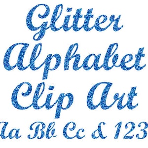Blue Glitter Alphabet Clip Art Digital Glitter Letters - Etsy