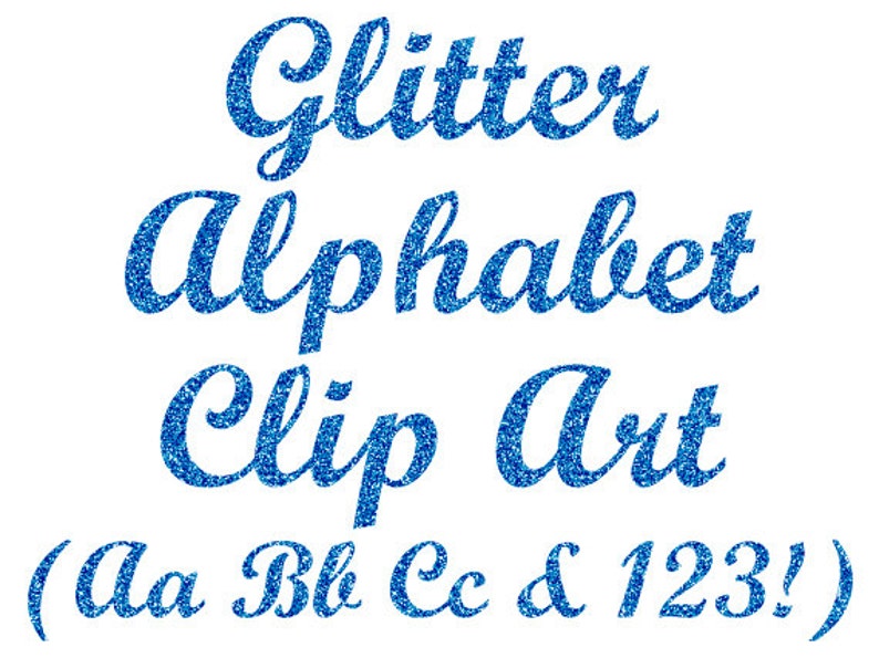 Blue Glitter Alphabet Clip Art Digital Glitter Letters - Etsy