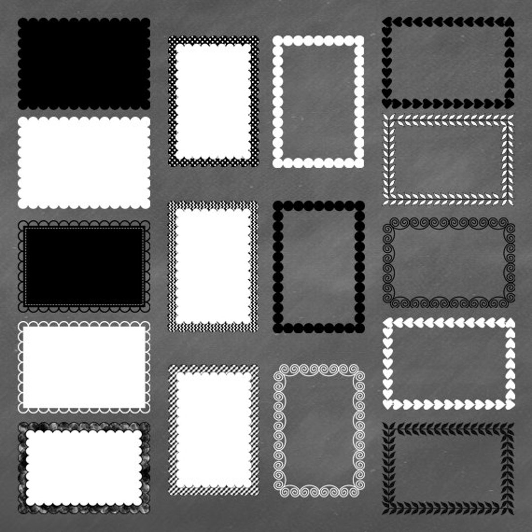 Digital Frame and Digital Border Set of 16 Instant Download Rectangular ...