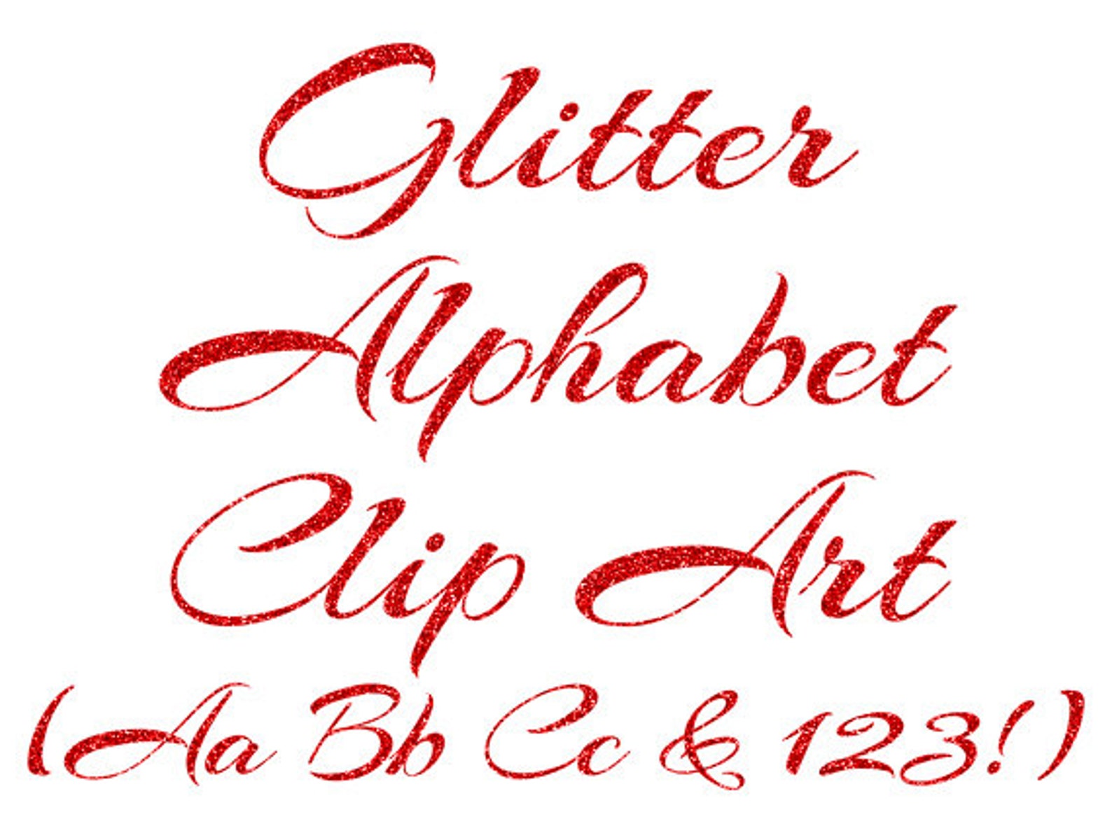 Red Alphabet Clipart, Red Glitter Letters, Numbers Clipart, Cursive ...