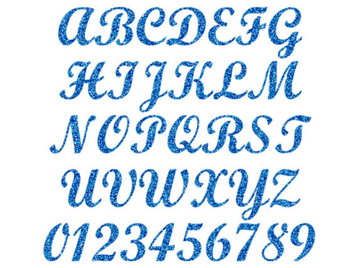 Blue Glitter Alphabet Clip Art Digital Glitter Letters - Etsy