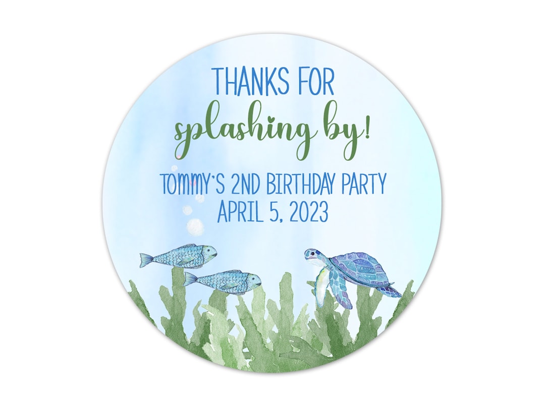 Under the Sea Birthday Thank You Stickers, Thanks for Splashing by Kids ...