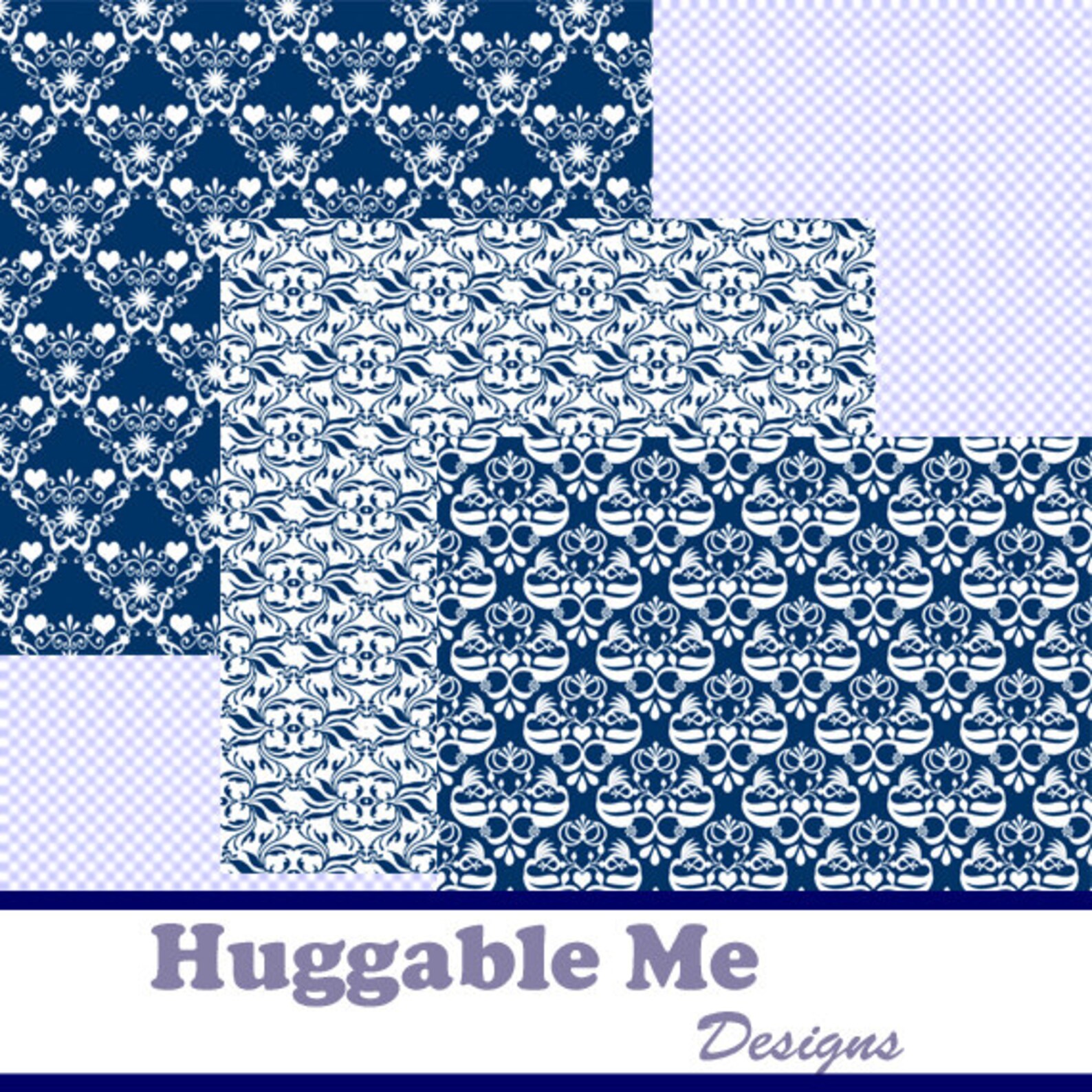 Digital Blue Damask Paper Navy Blue & White Damask Designs - Etsy