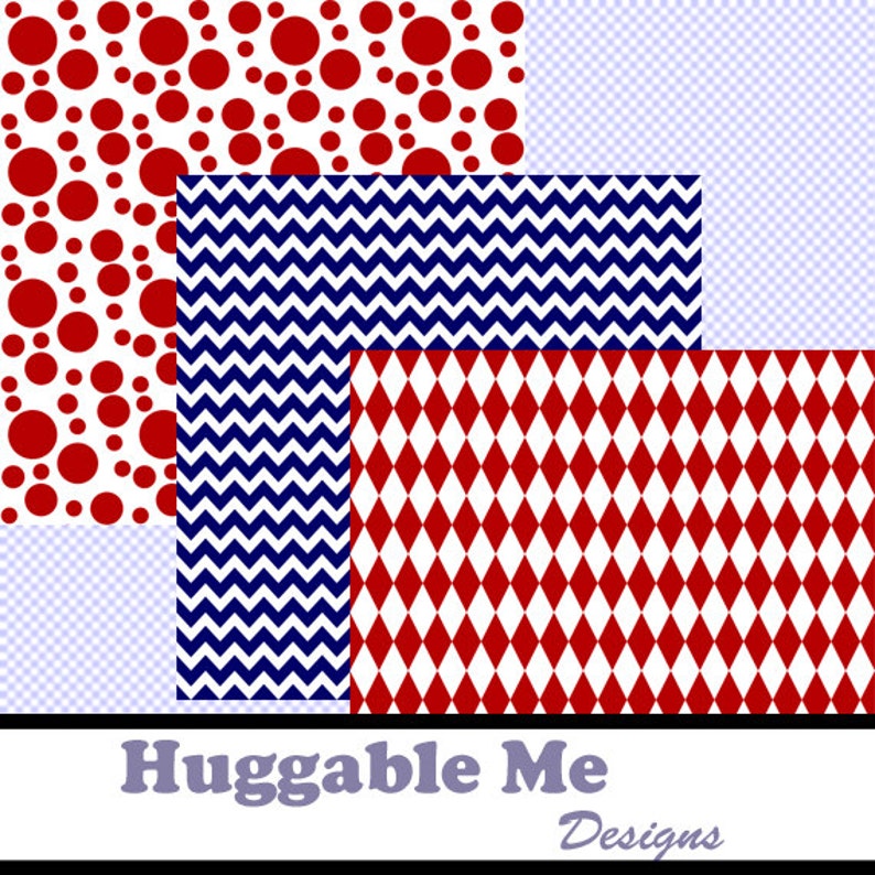 Red White & Blue Digital Papers Chevron Stripes Checkers - Etsy