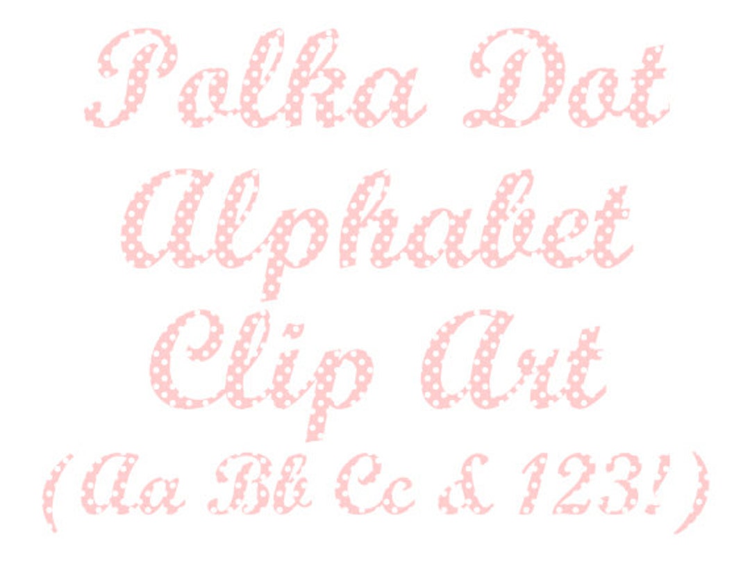 Pink Alphabet Clipart, Polka Dot Letters and Numbers Clip Art, Instant ...