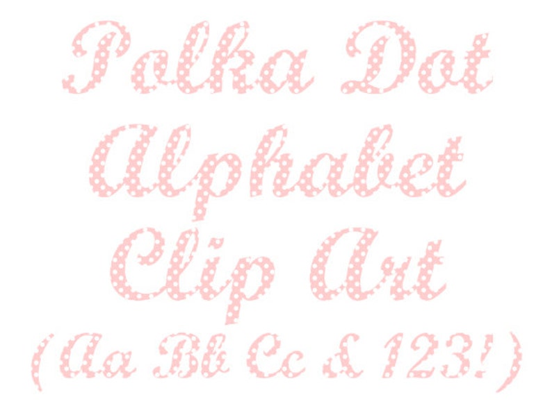 Pink Alphabet Clipart, Polka Dot Letters and Numbers Clip Art, Instant ...