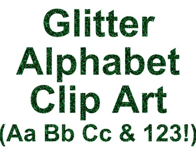 Green Glitter Letters and Numbers, Green Glitter Alphabet, Green ...