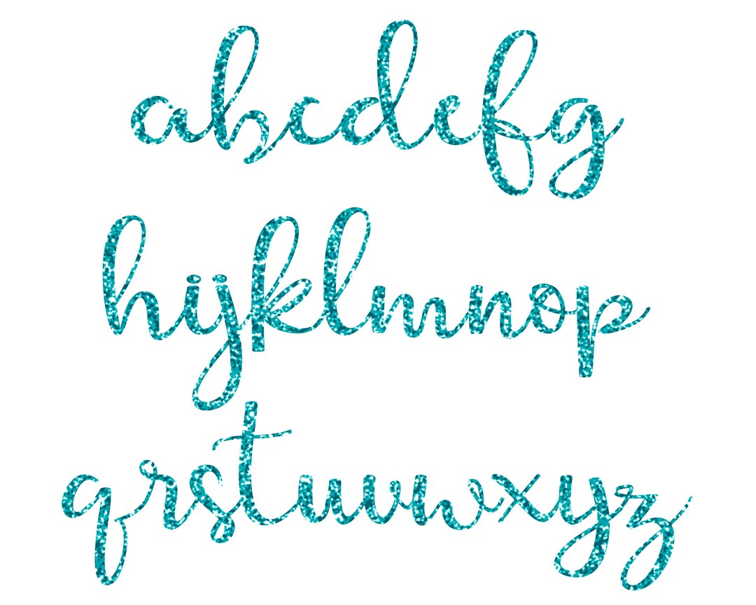 Aqua Glitter Letters, Aqua Alphabet Clipart, Numbers Clipart, Cursive ...