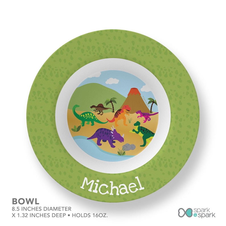 Dinosaurs Jungle Mealtime Set - Custom Dinnerware for Kids - Children's ...