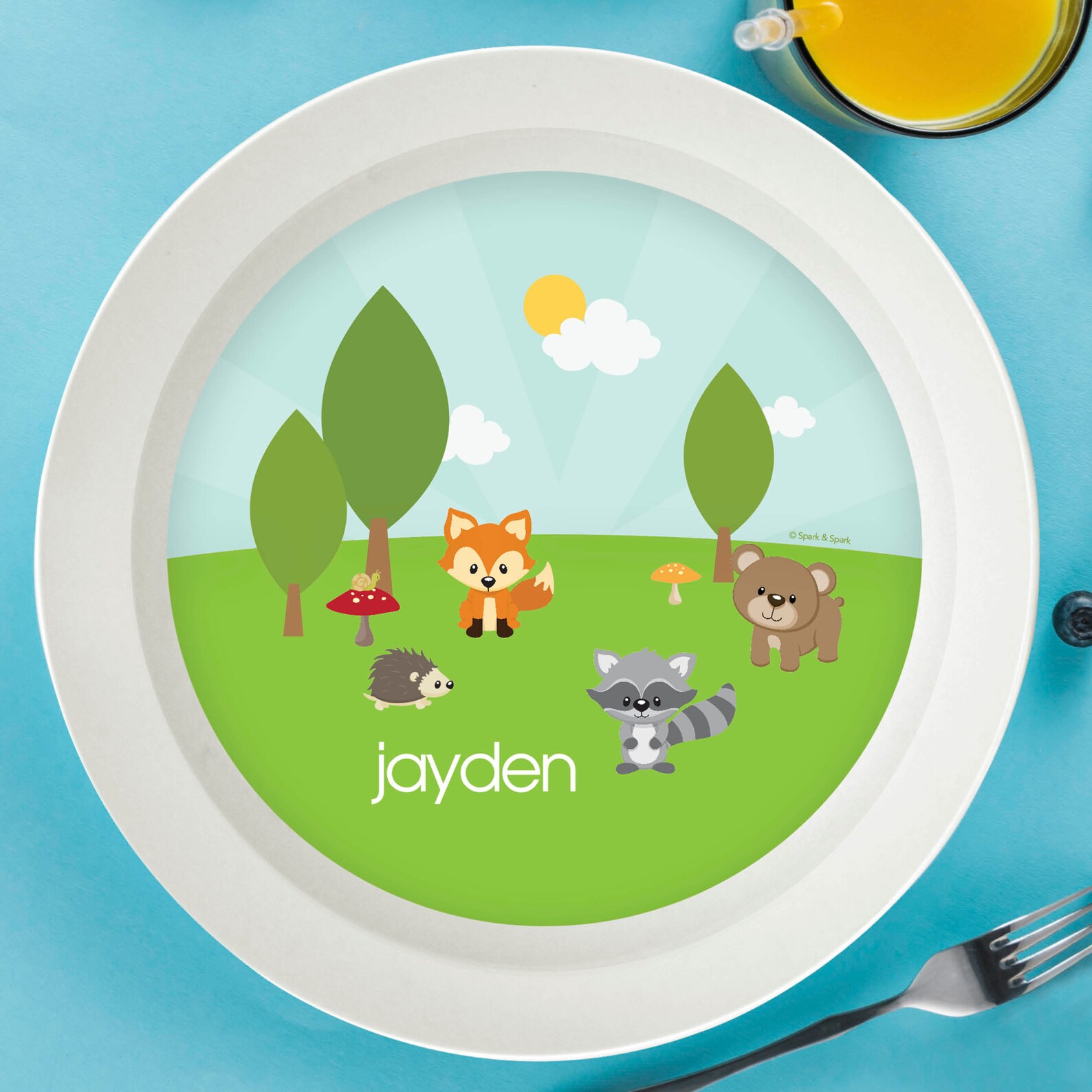 Personalized Kids Plate Cute Animals in the Forest Kids | Etsy