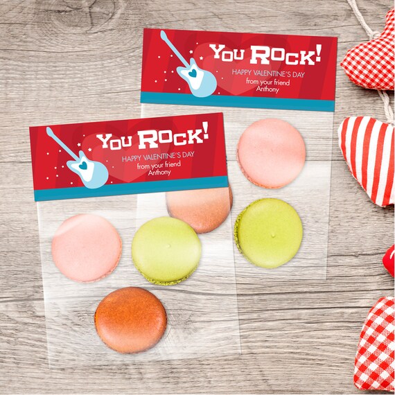 You Rock My World Valentine's Day Treat Bag Topper Set | Etsy