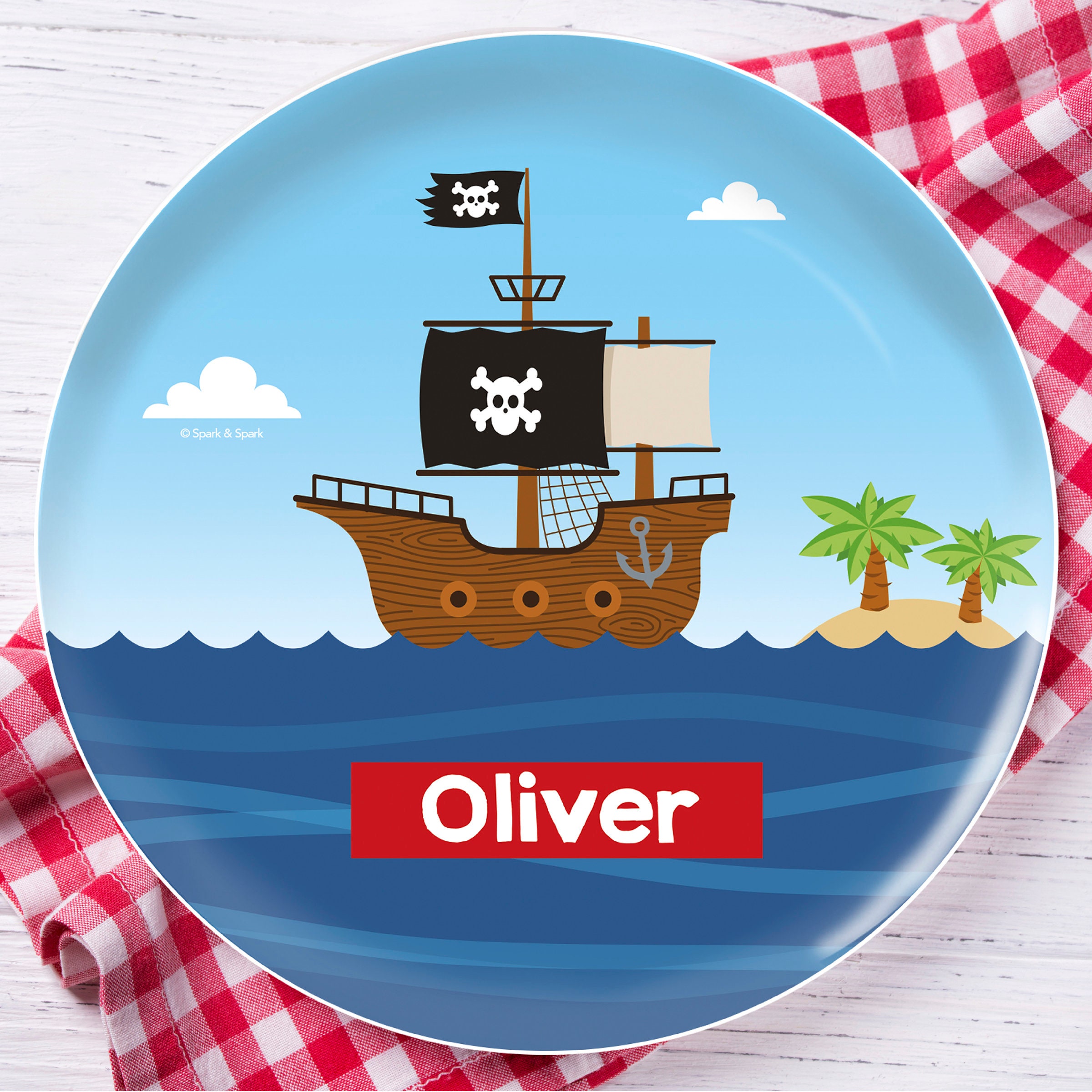 Dining & Serving Personalized Pirate Dinner Plate for Kids Tableware ...