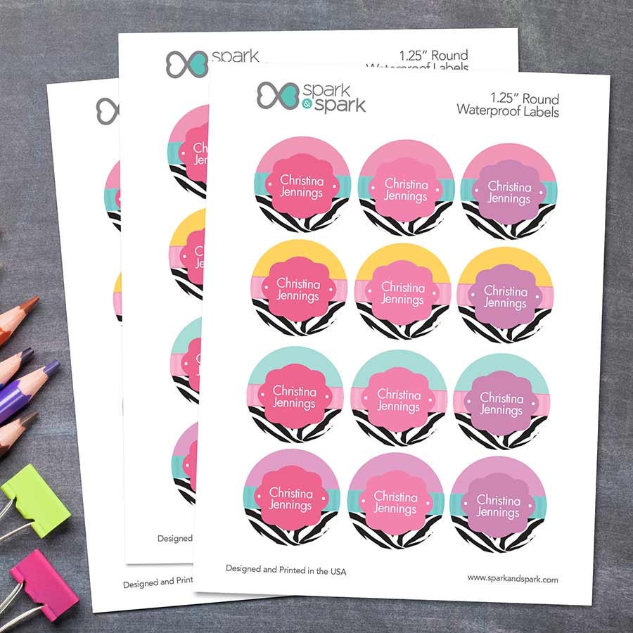 School Supply Labels - Colorful Zebra - Personalized Name Labels ...